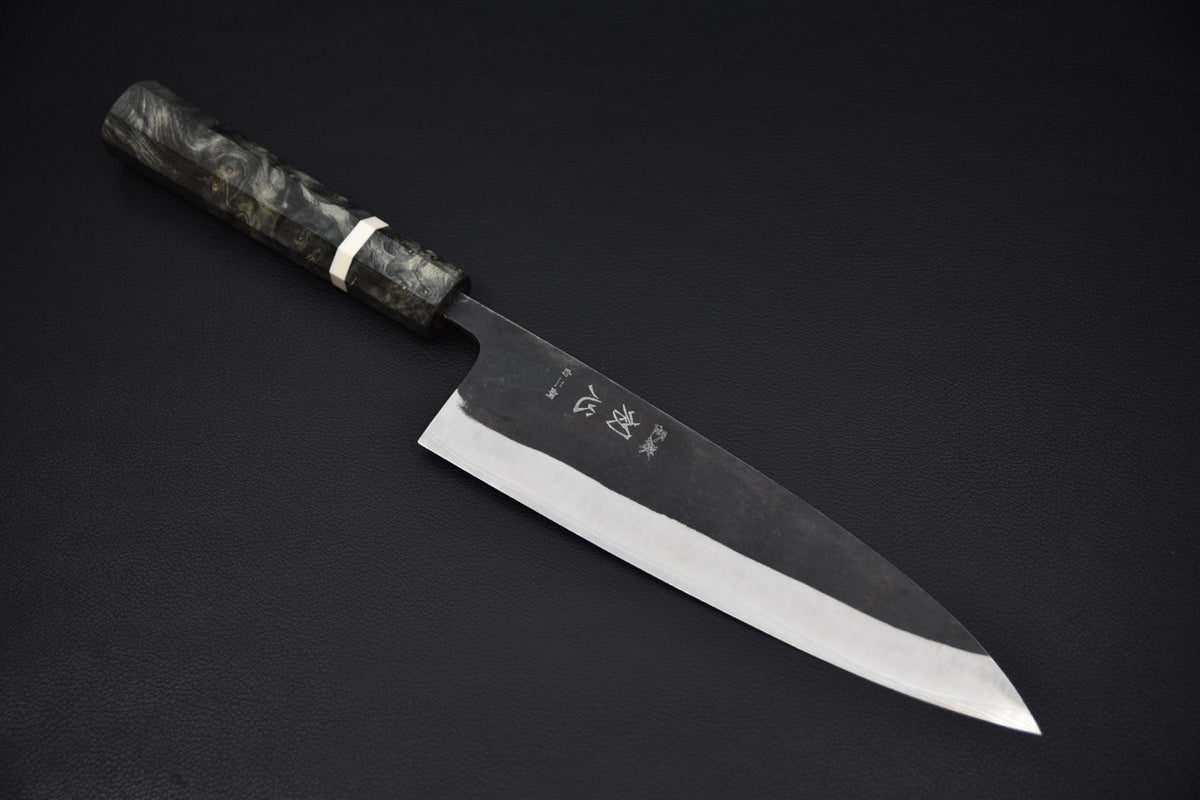 Hatsukokoro Kurokaze Shirogami #2 Kurouchi Gyuto 210mm Stabilized Birc ...