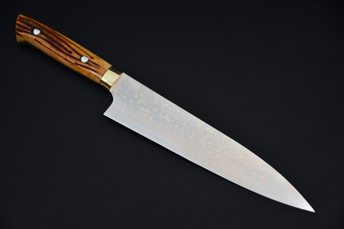Saji Hamono VG-10 Rainbow Damascus Sujihiki 270 mm Cow Horn — Stay Sharp